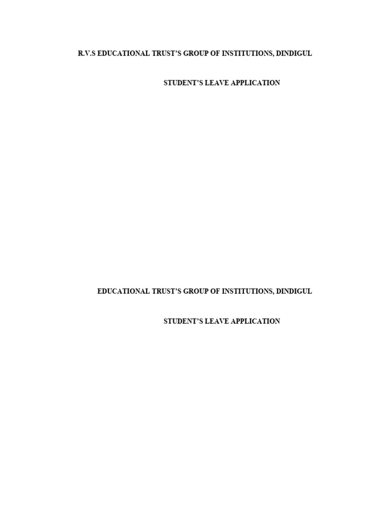 First Year Student Leave Form | PDF