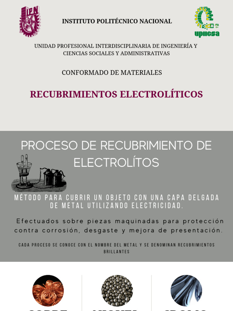 Recubrimientos Electrolíticos en Ingeniería | PDF | Electrólito | Ion