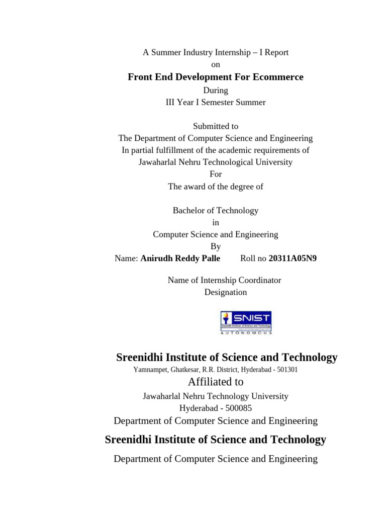 INTERNSHIP REPORT | PDF | Html Element | Html