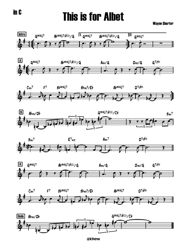 This Is For Albet - Lead Sheet (In C) | PDF