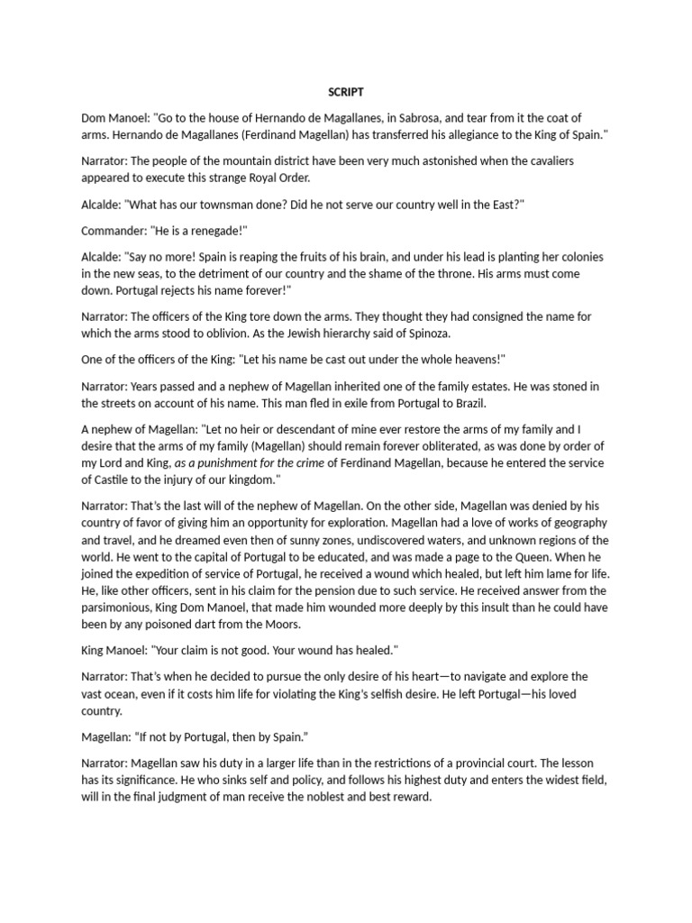 SCRIPT Na TrueVoyage of Magellan | PDF | Travel