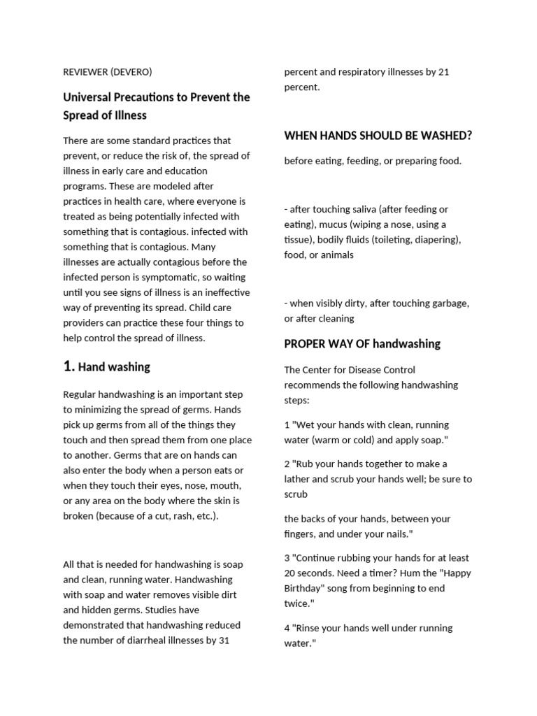 REVIEWER DEVER WPS Office 1 | PDF | Hand Washing | Diaper