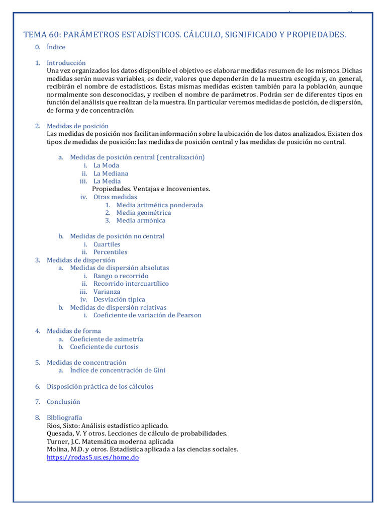 Tema 60 Parámetros Estadísticos | PDF | Ciencia y matemáticas