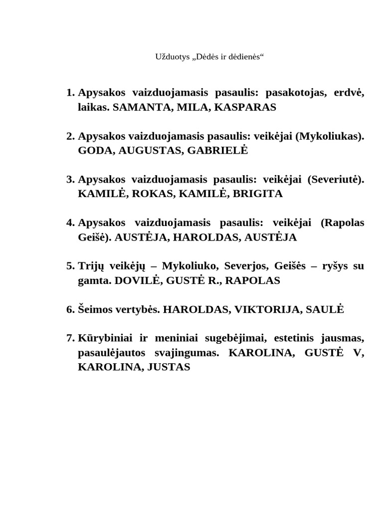 Uzduotys Apysakai | PDF