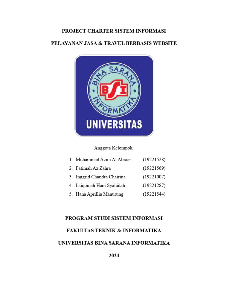 Project Charter Eksplor Wisata | PDF | Komputer