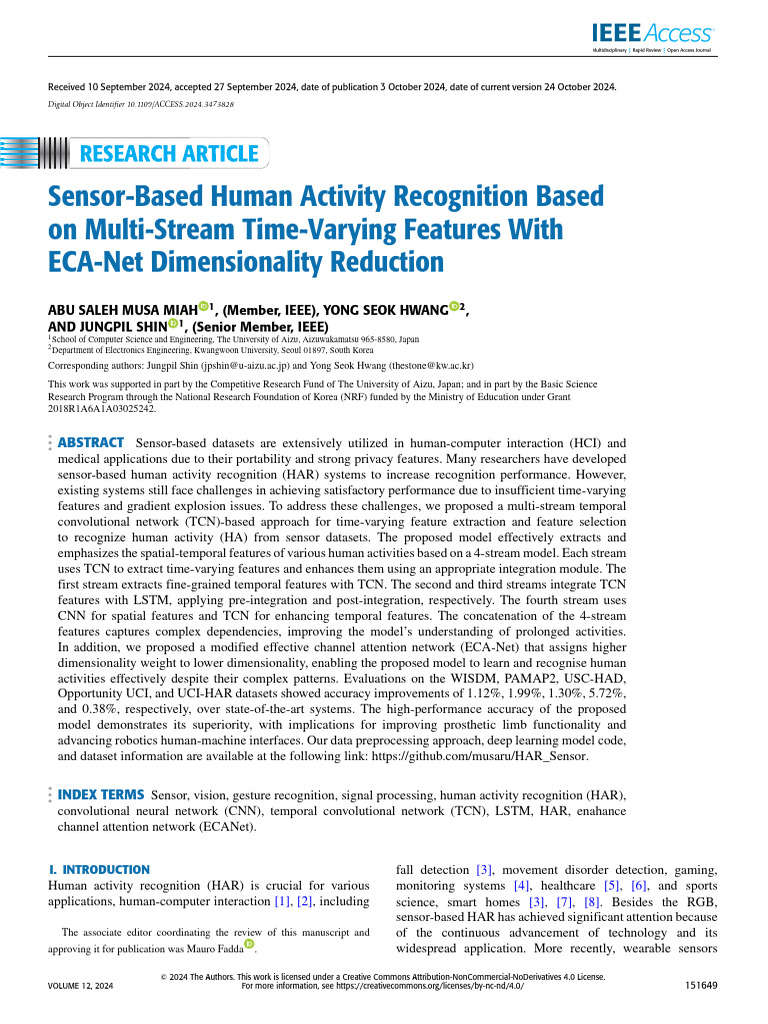 Sensor-Based Human Activity Recognition Based On Multi-Stream Time-Varying Features With ECA-Net ...