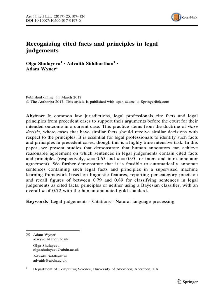 Recognizing Cited Facts and Principles in Legal | PDF | Precedent