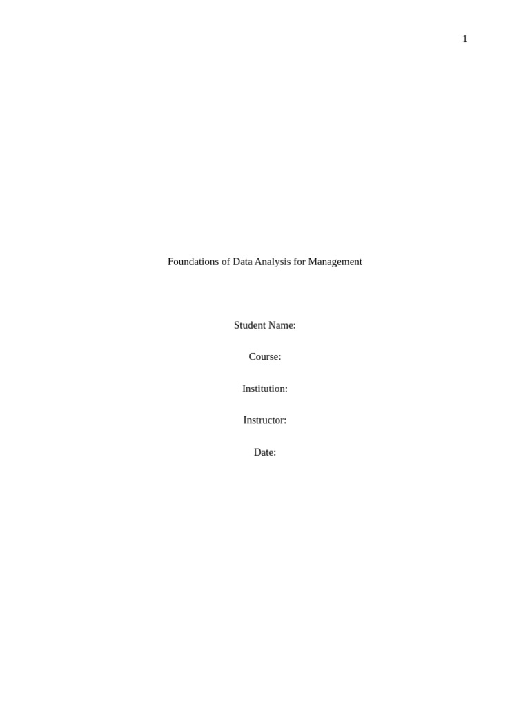 Foundations of Data Analysis For Management | PDF | Statistics | Survey ...