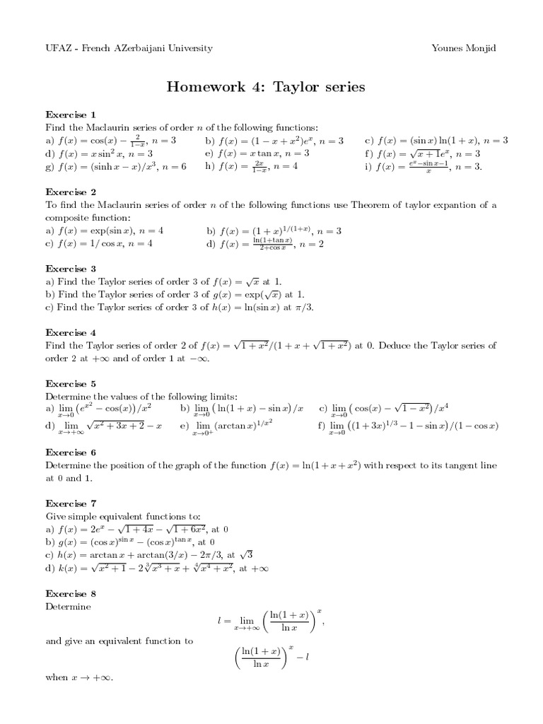 С.4 Taylor Series HW4 | PDF | Trigonometric Functions | Triangle Geometry