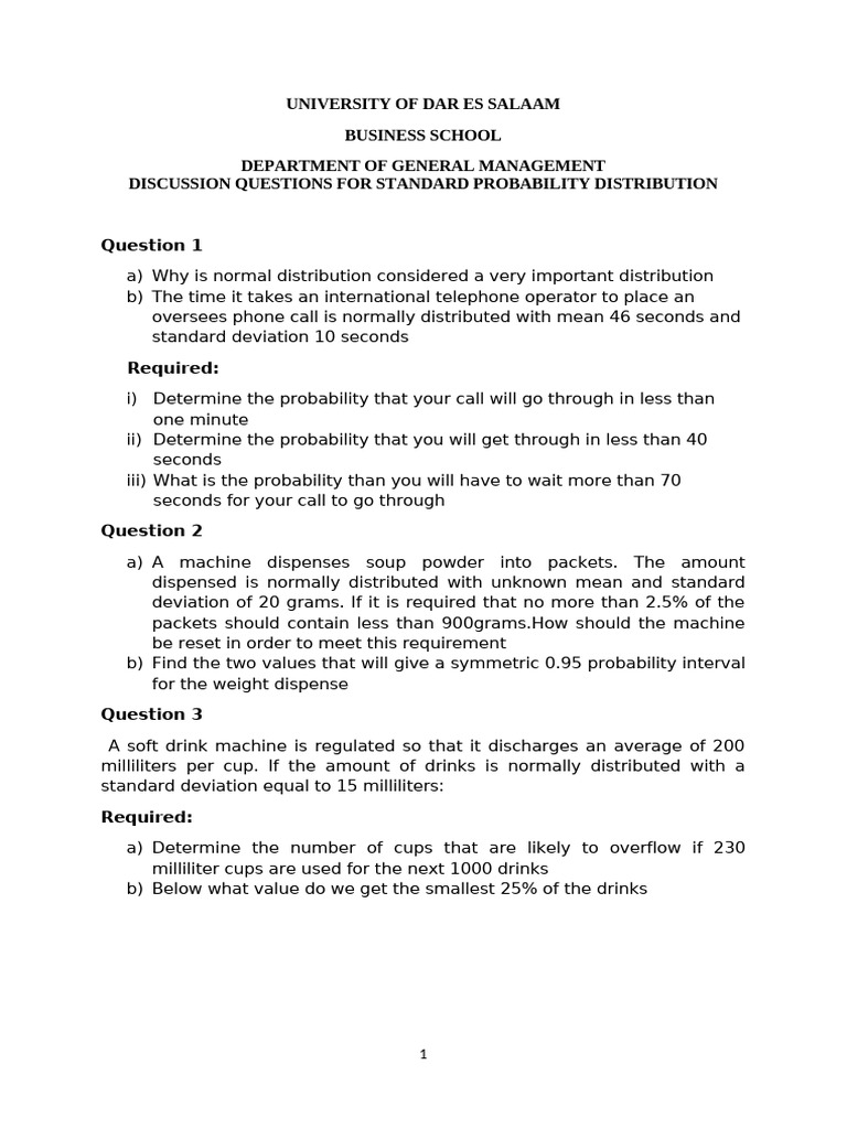 Standard Probability Distribution | PDF | Normal Distribution ...