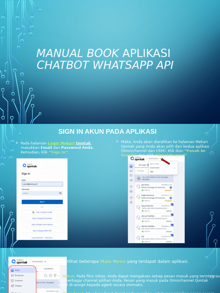 Manual Book Aplikasi Chatbot Whatsapp API | PDF