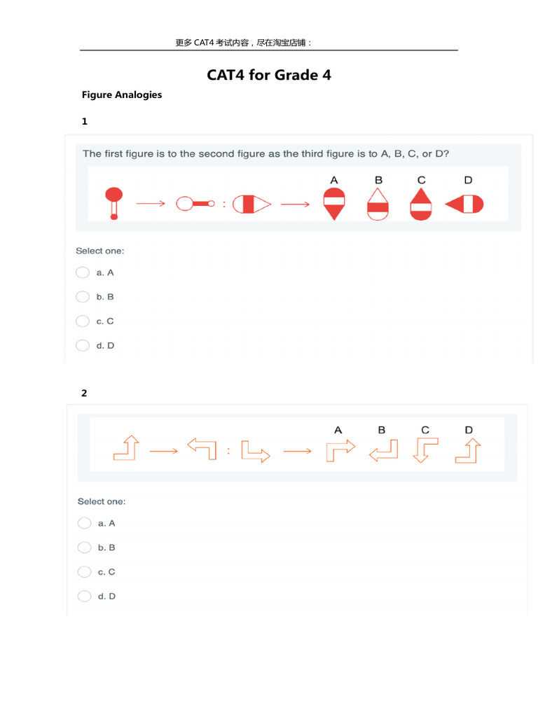 CAT4 For G4-03-Figure Analogies 1 | PDF
