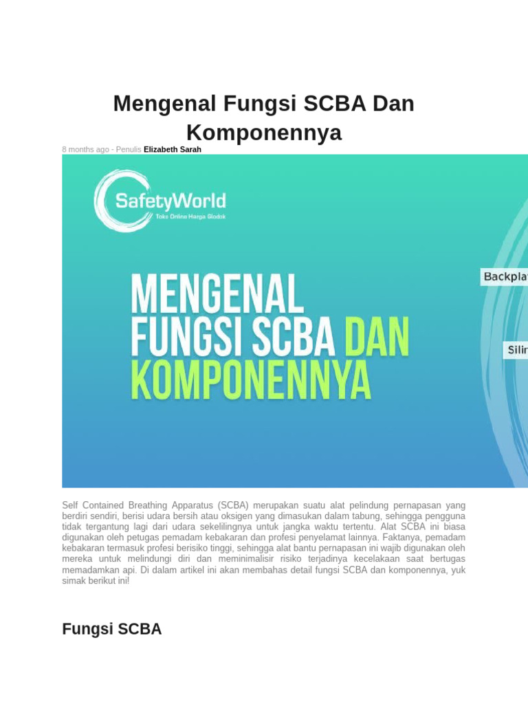 Mengenal Fungsi SCBA Dan Komponennya | PDF