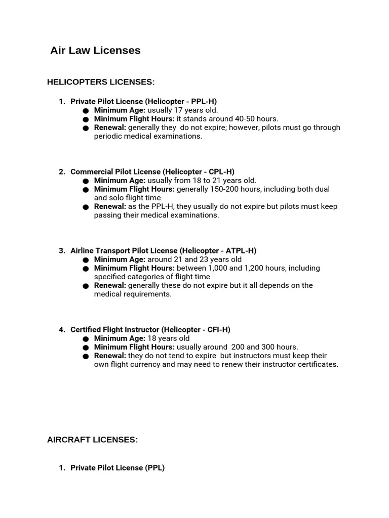 Pilot License Requirements Guide | PDF | Flight Instructor | Aeronautics