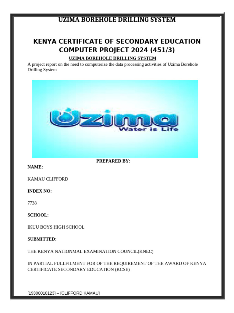 Uzima Borehole Drilling System | PDF | Databases | Microsoft Access