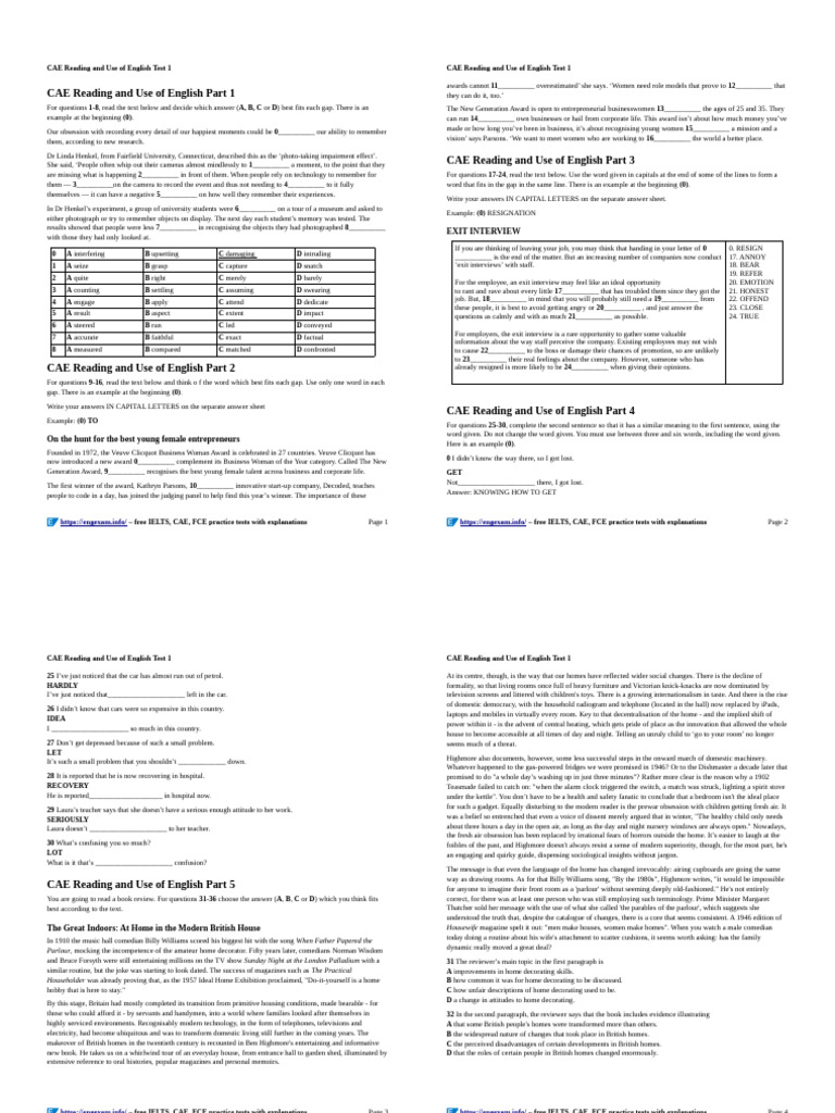 Test Caec1 Practice | PDF | Linguistics