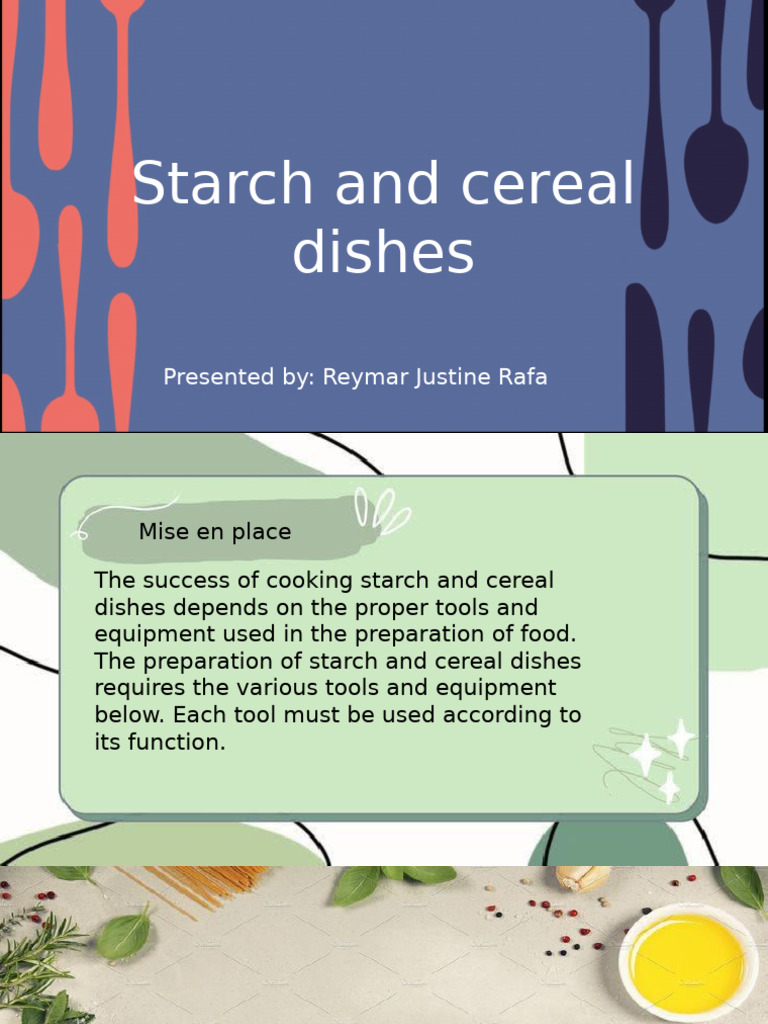 Starch ND Cereal Dishes | PDF | Starch | Pasta