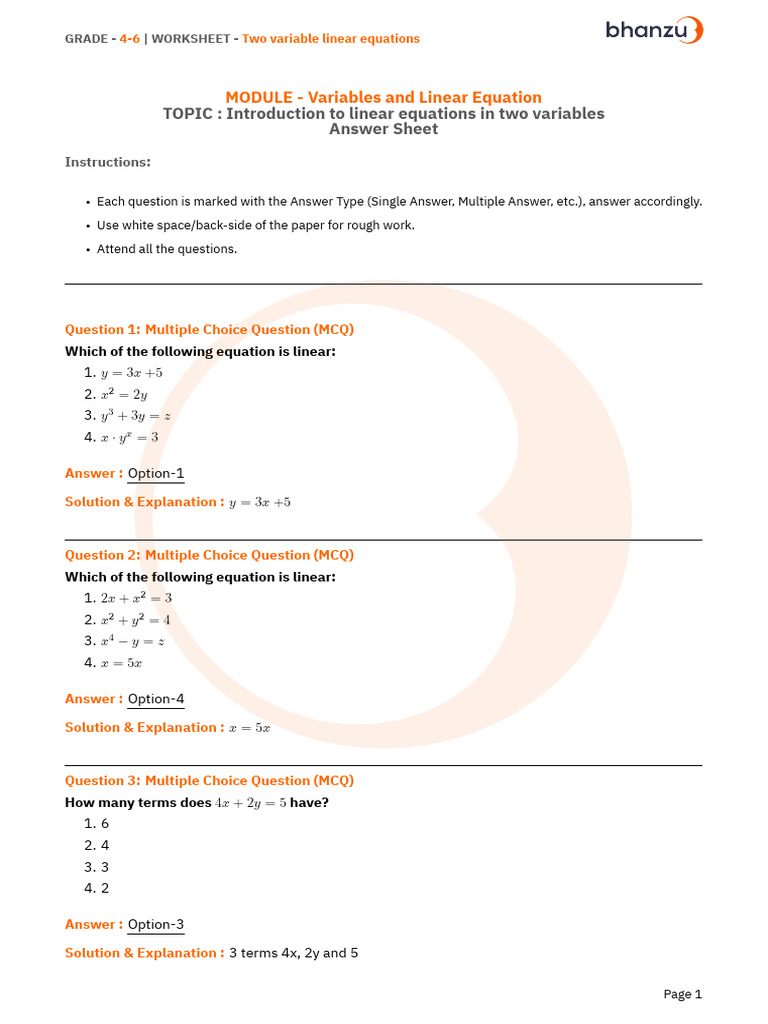 Prefix 6bd28d081676632480198 - Name AK - W Two Variable Linear Equations | PDF | Factorization ...