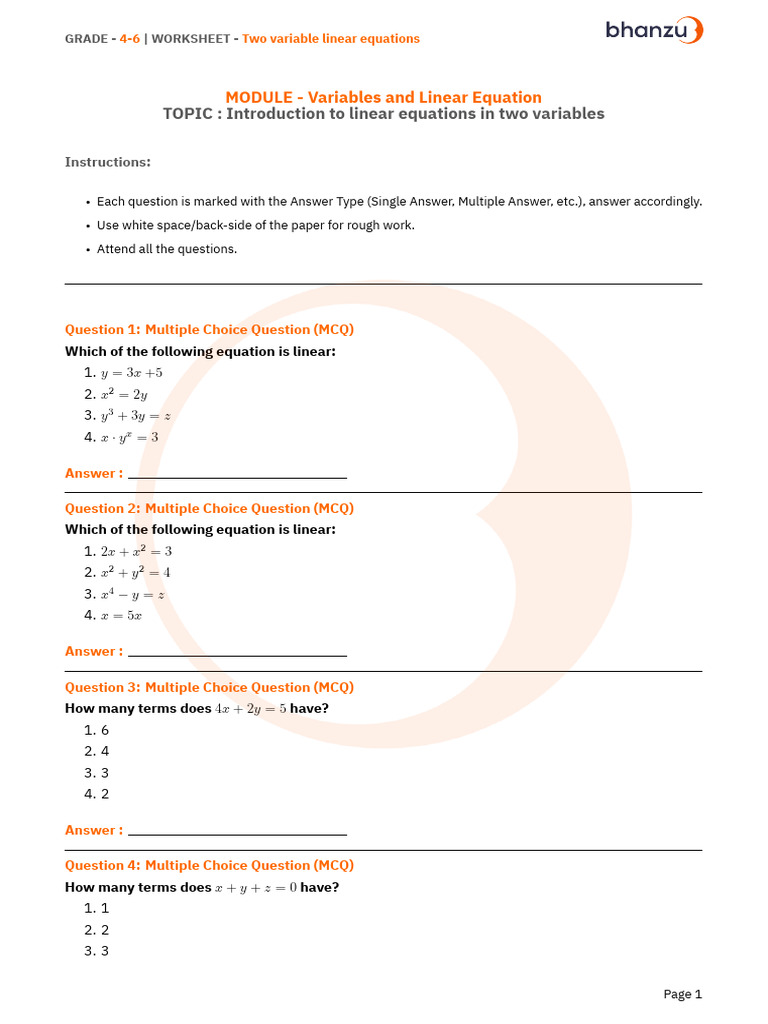 Linear Equations | PDF | Applied Mathematics | Mathematical Concepts