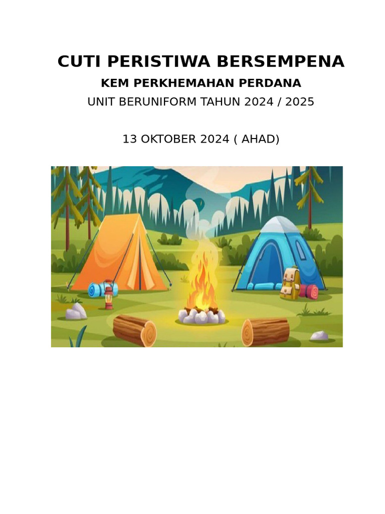 Ahad - Cuti Peristiwa Perkhemahan Perdana 13.10.2024 | PDF