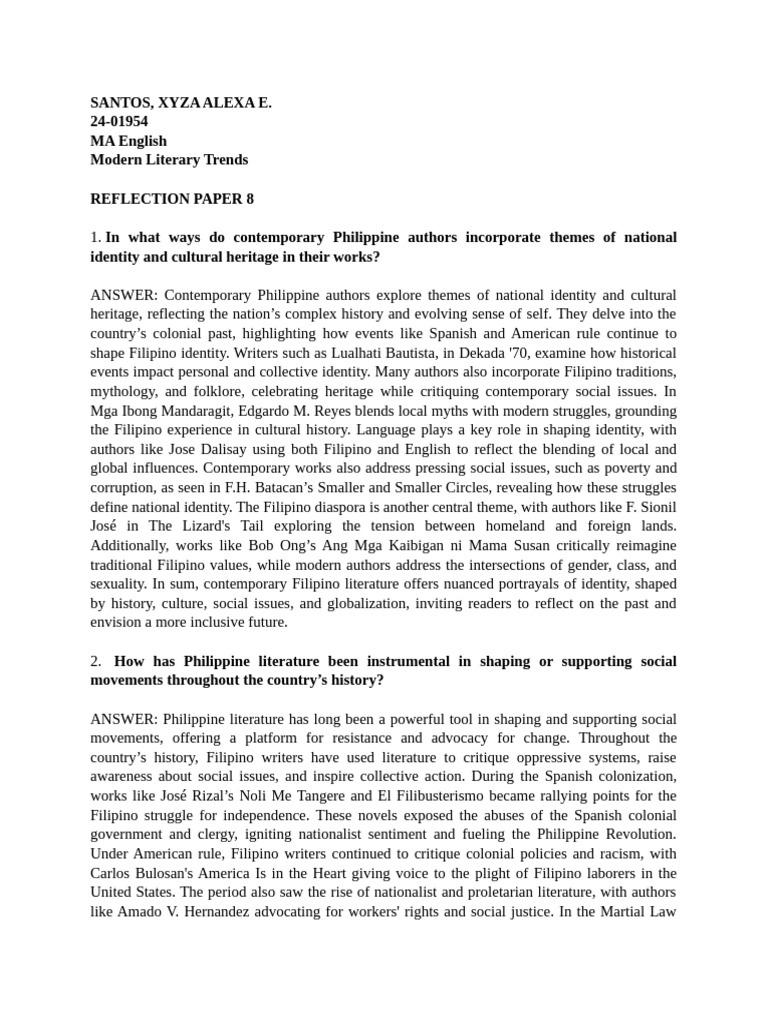 REFLECTION PAPER 8 | PDF | Philippines