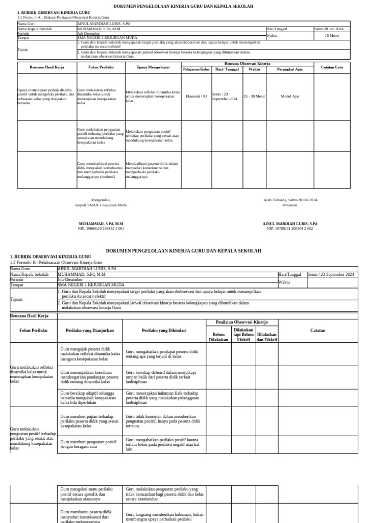 Form Observasi Guru - Ainul Mardiah Lubis Form AB PERIODE JULI-DESEMBER ...