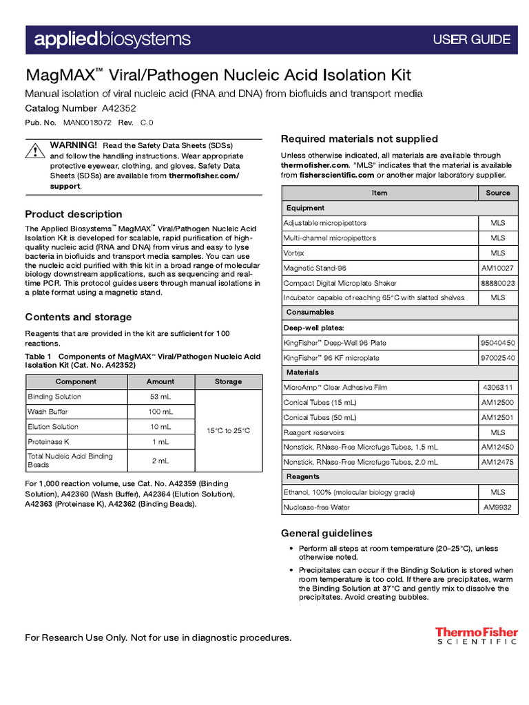 MagMAX Viral - Pathogen Nucleic Acid Isol... N) User Guide (Pub - No ...