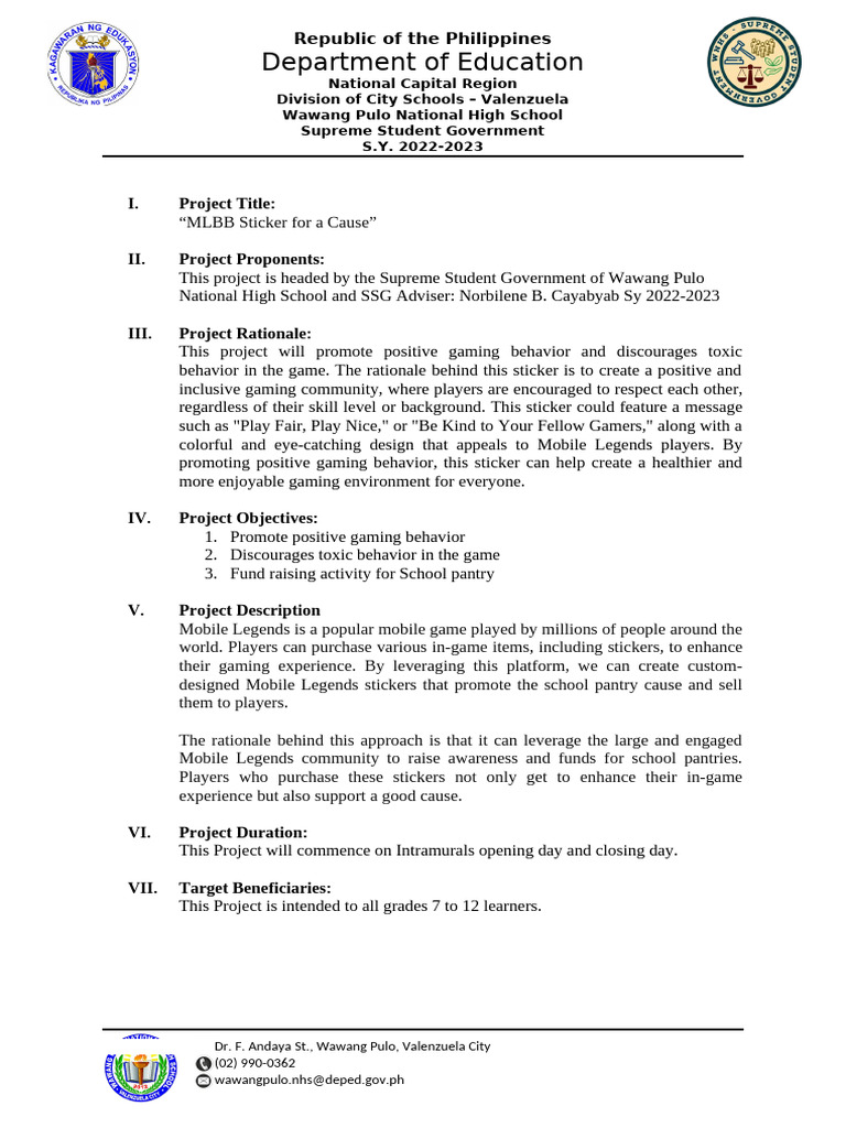 MLBB Project Proposal Stickers | PDF