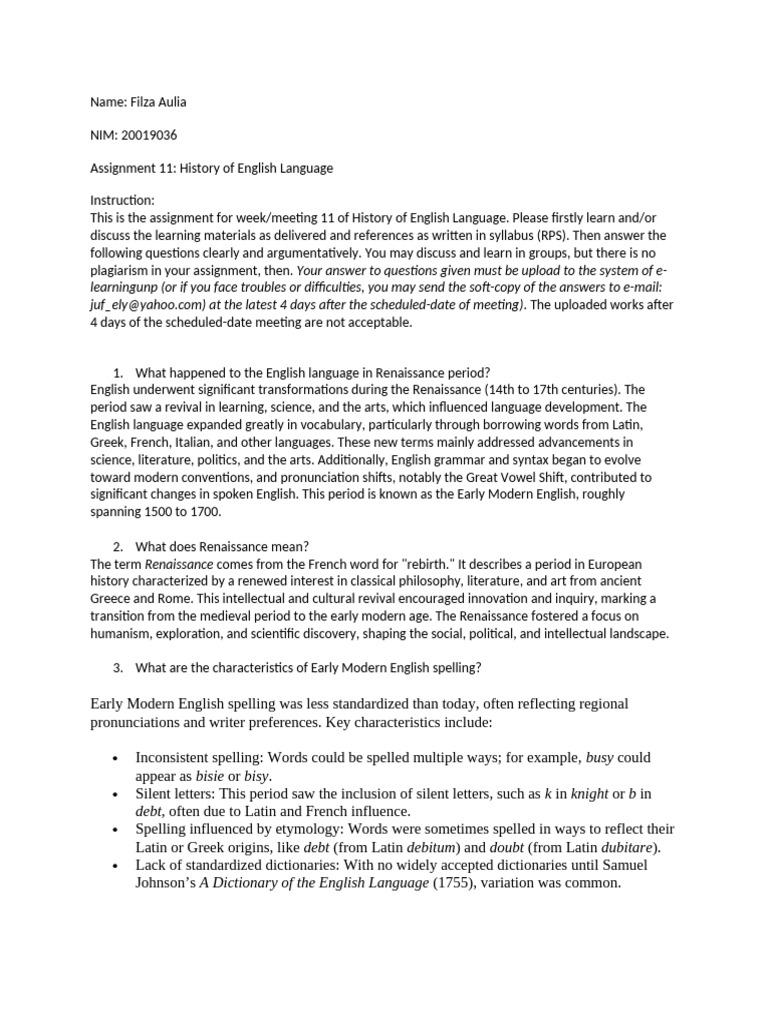 Assignment Week 11-HEL | PDF | English Language | Latin