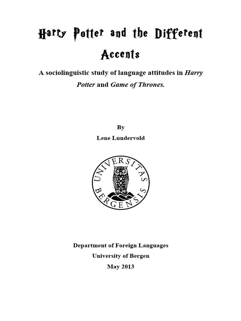 Harry Potter and The Different Accents: A Sociolinguistic Study of ...