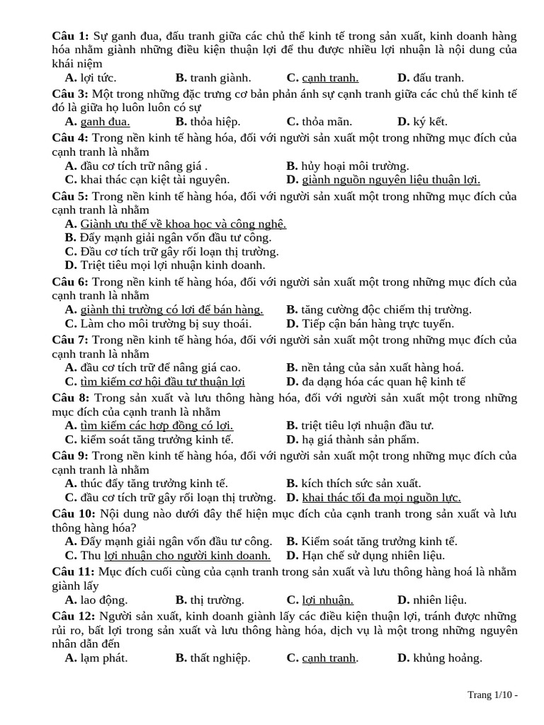 KNTT - K11 - Bài 1 - Cạnh tranh trong nền kinh tế thị trường | PDF