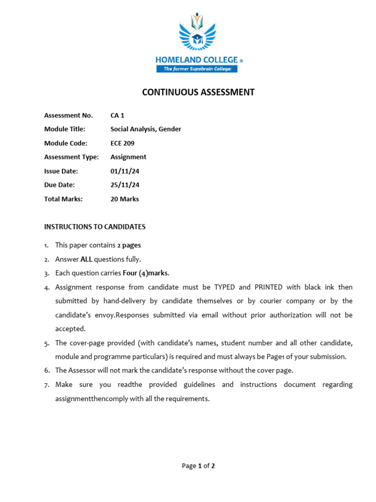 Ece 209 Social Analysis CA 1 - 11.24 | PDF | Gender | Gender Studies