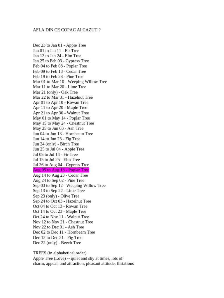 Afla Din Ce Copac Ai Cazut | PDF | Trees | Love