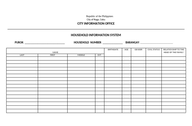Household Information Sheet | PDF