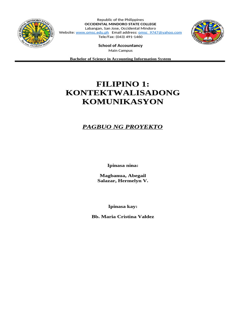 Proyekto Sa Filipino | PDF