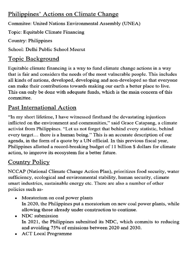 Philippines Position Paper | PDF | Climate Change | Pollution