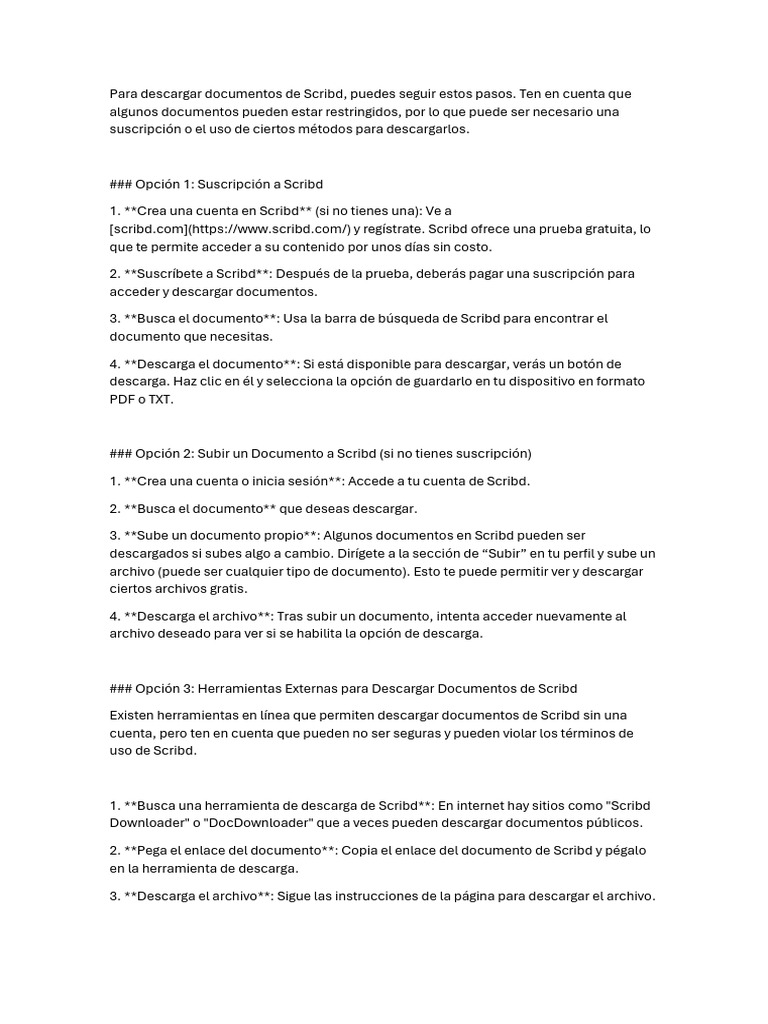 Para Descargar Documentos de Scribd | PDF