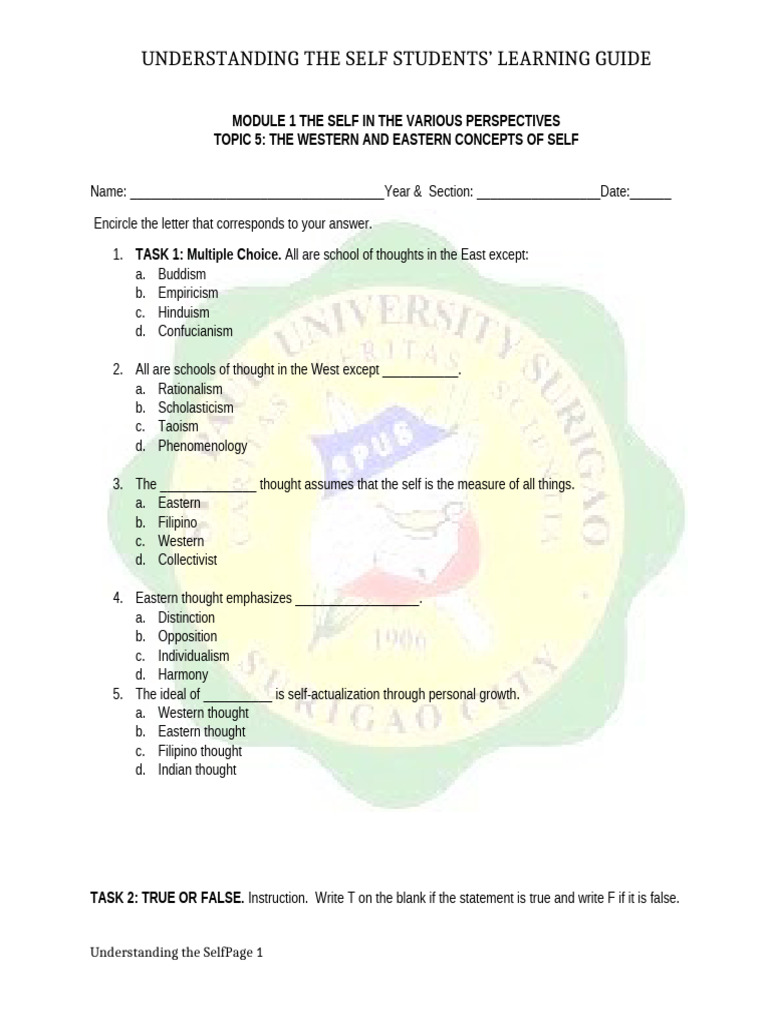 Student Learning Activities Topic 5 | PDF | Thought | Eastern Philosophy
