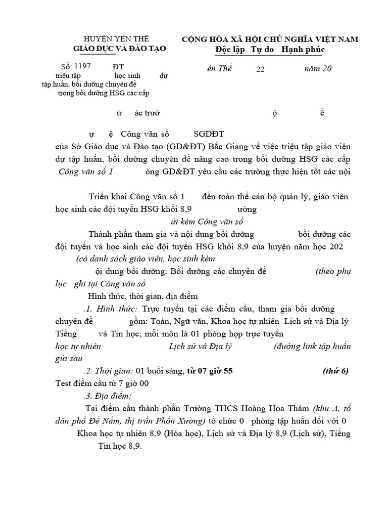 CV Tap Huan GV, Hs Boi Duong Chuyen de Nang Cao Trong BD HSG (Bacnh - GDDT - Yenthe) (22.10.2024 ...