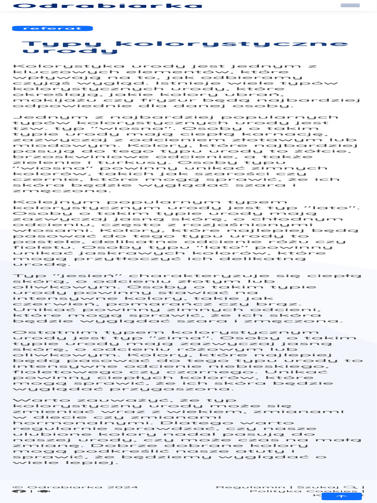 Typy Kolorystyczne Urody | PDF