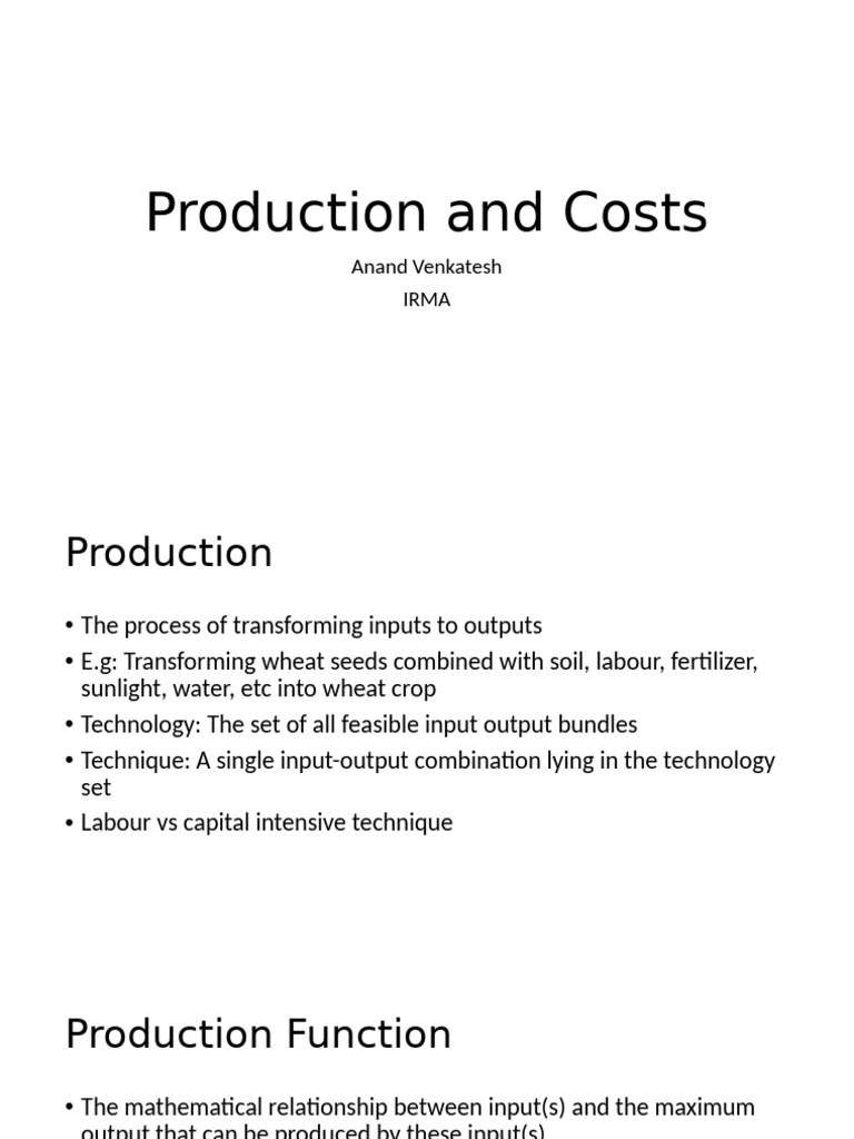 Production And Costs 1 Pdf Marginal Cost Long Run And Short Run