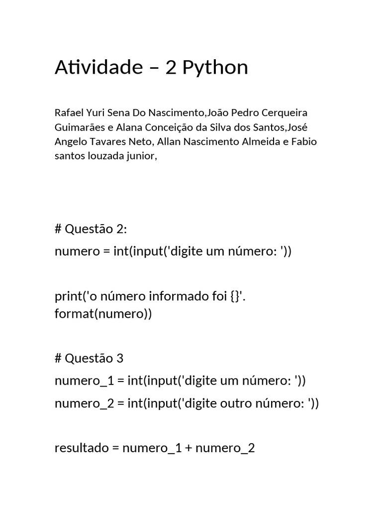 Exercícios de Python: Cálculos e Conversões | PDF | Jogos e Atividades