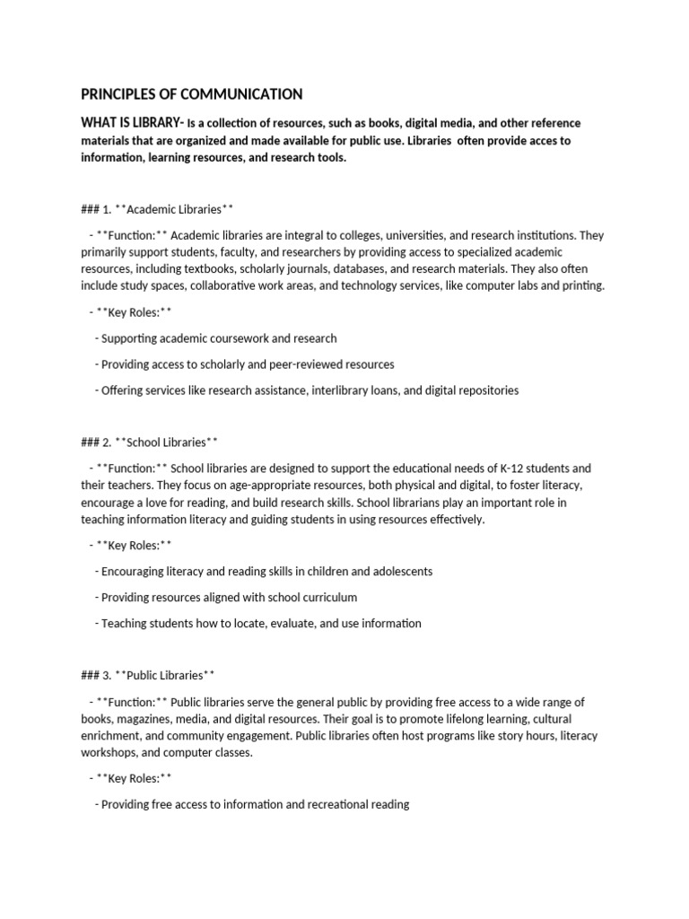 Principles of Communication | PDF | Libraries | School Library
