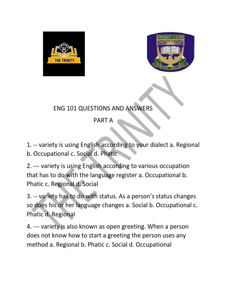 ENG 101 PDF Ques and Ans | PDF | Adverb | Adjective