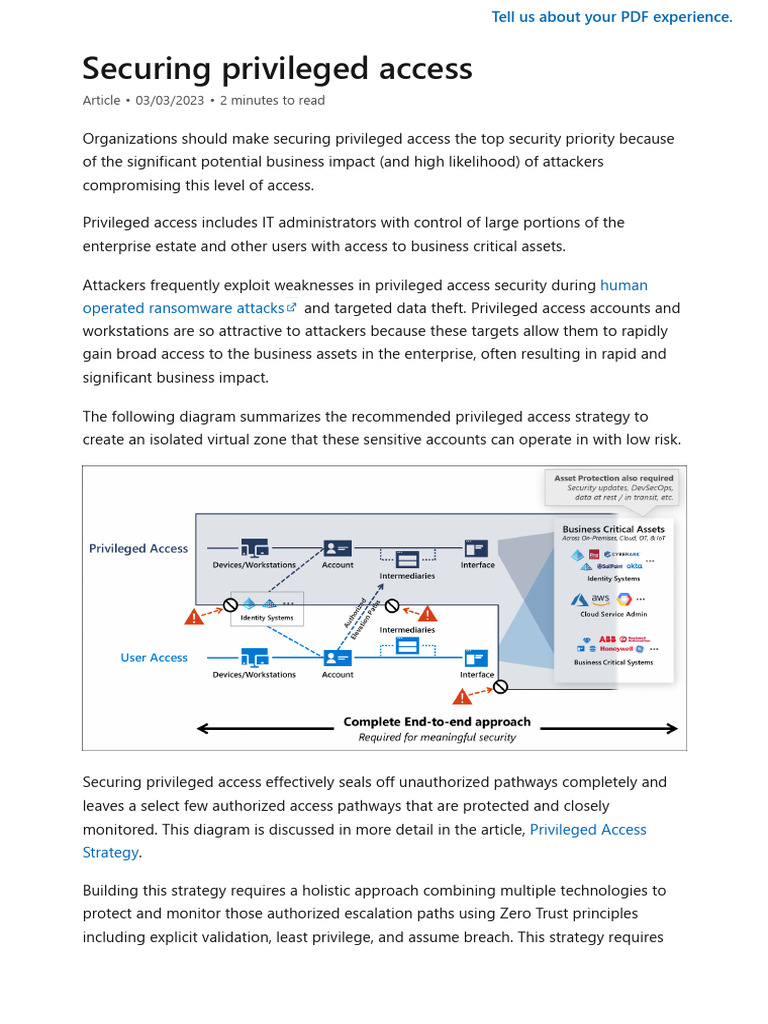 (Guide) Securing Privileged Access | PDF | Security | Computer Security