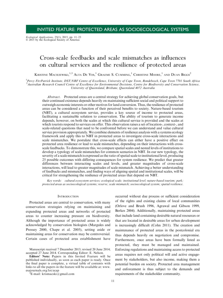 Maciejewski Et Al 2015 Cross Scale | PDF | Ecological Resilience | Ecology