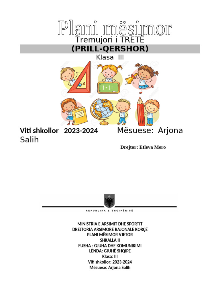 Plani kl3 Periudha3 2023-2024 | PDF