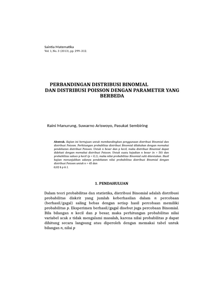 Perbandingan Distribusi Binomial dan Poisson | PDF