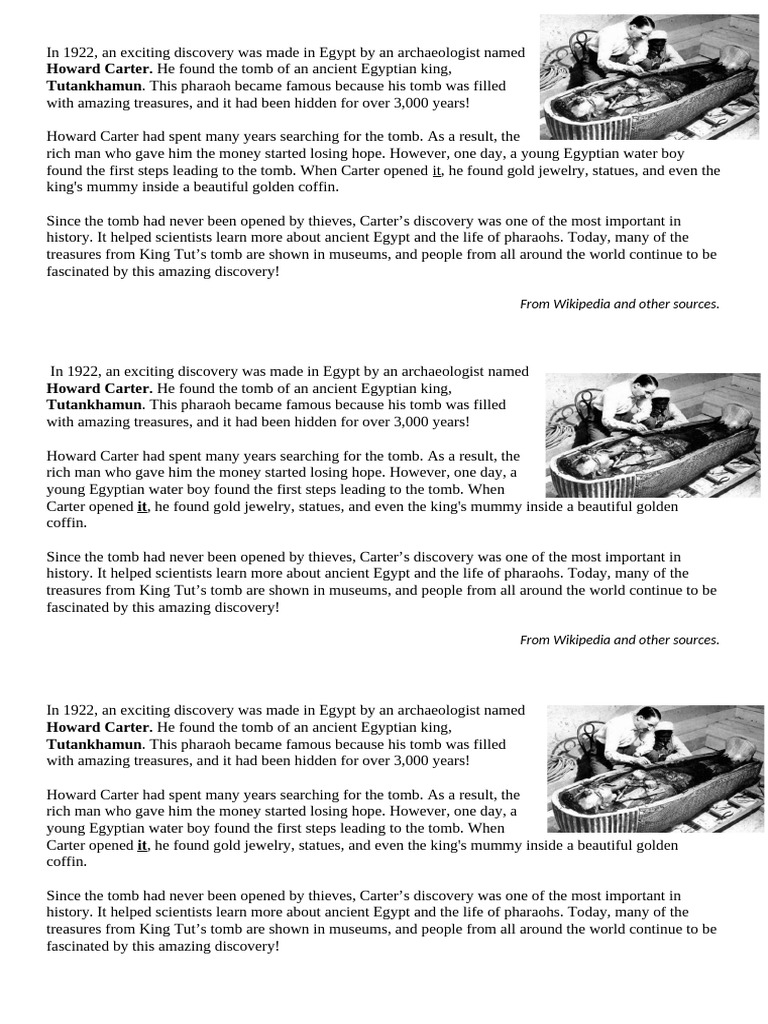 Howard Carter and King Tut's Tomb Discovery | PDF | Tutankhamun ...