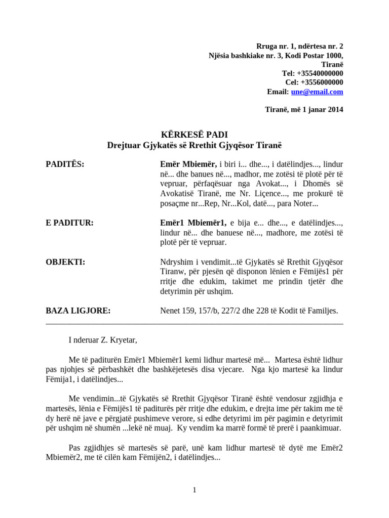 Kerkese Ndryshim I Pergjegjesise Prinderore | PDF